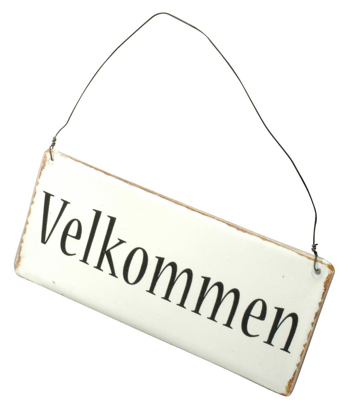 Metalskilt med teksten - Velkommen